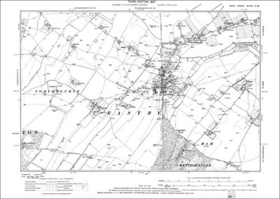 Old map Eastry, Ham, Hernden old OS Kent map 48-SW-1907 - repro A2 | eBay