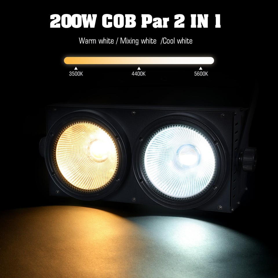 2PCS 200W COB LED Par Light DMX Stage DJ Audience Blinder Light Warm ...