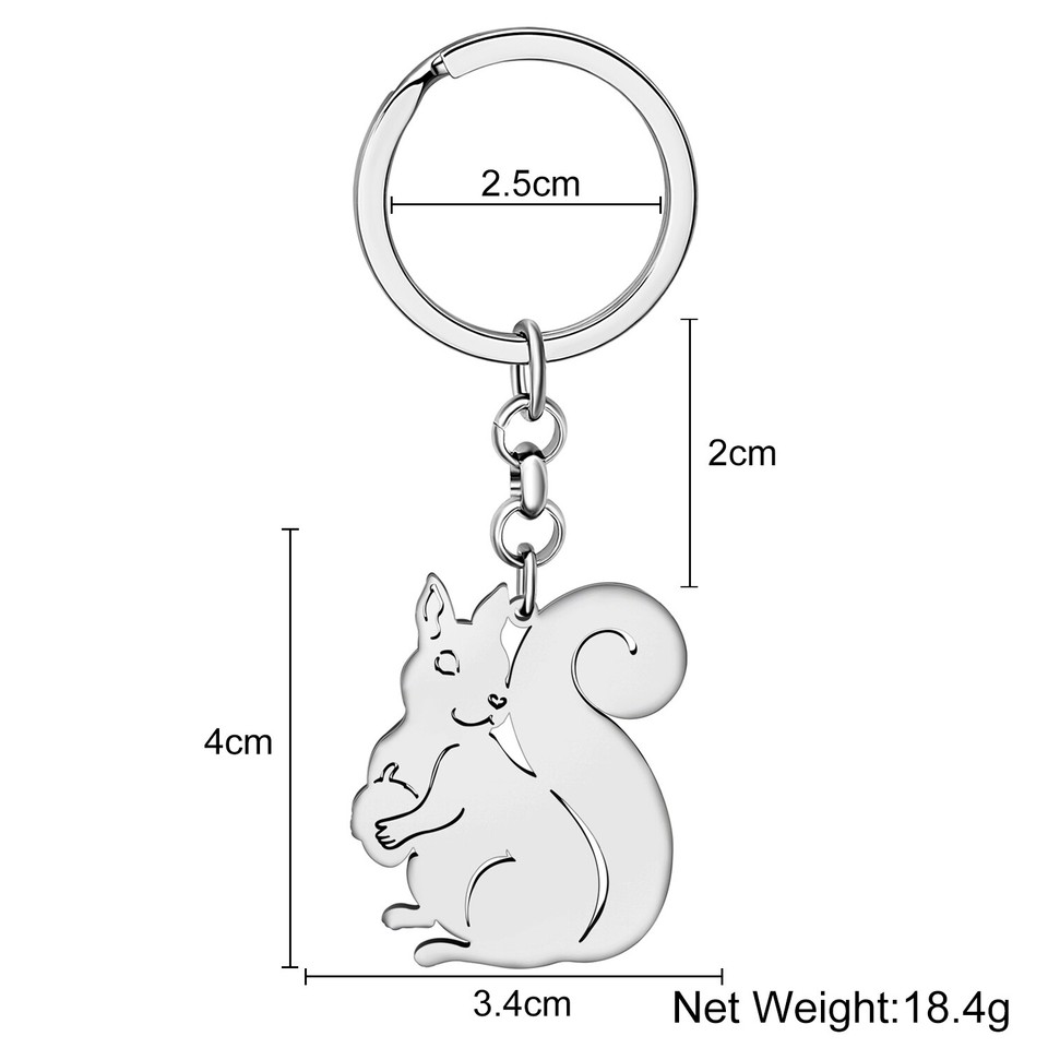 Stainless Steel Squirrel Keychains Keyrings Animals Bag Charms Gifts ...