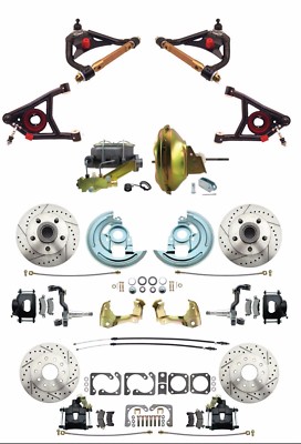 1964-72 GM A Body Front/Rear Power Disc Brake Kit Black Calipers ...