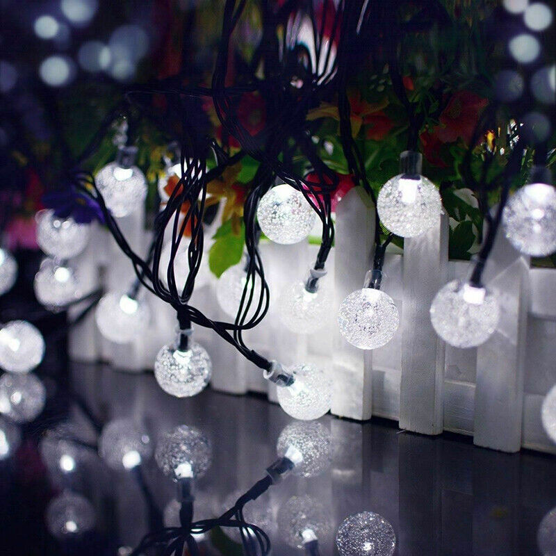 100LED SOLAR POWERED RETRO BULB STRING LIGHTS GARDEN OUTDOOR FAIRY ...