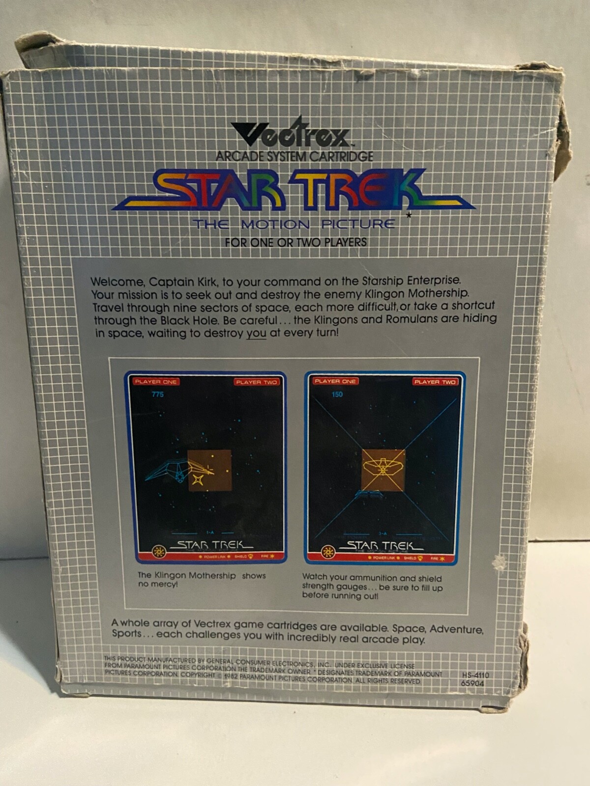 Vectrex Arcade System Star Trek The Motion Picture GCE ~ BOX & OVERLAY ...