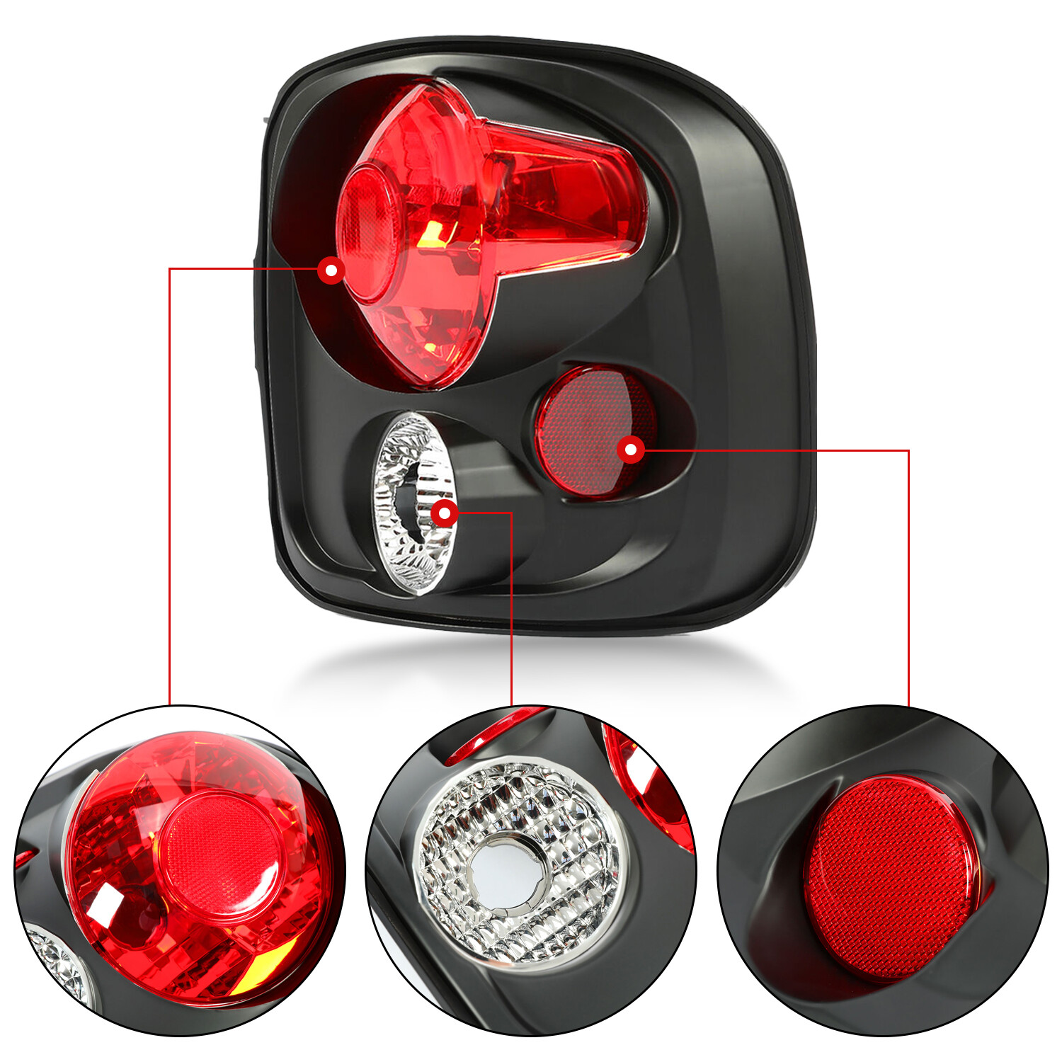 For 99-04 Silverado Sierra Stepside Black Rear Tail Brake Lights Lamp ...