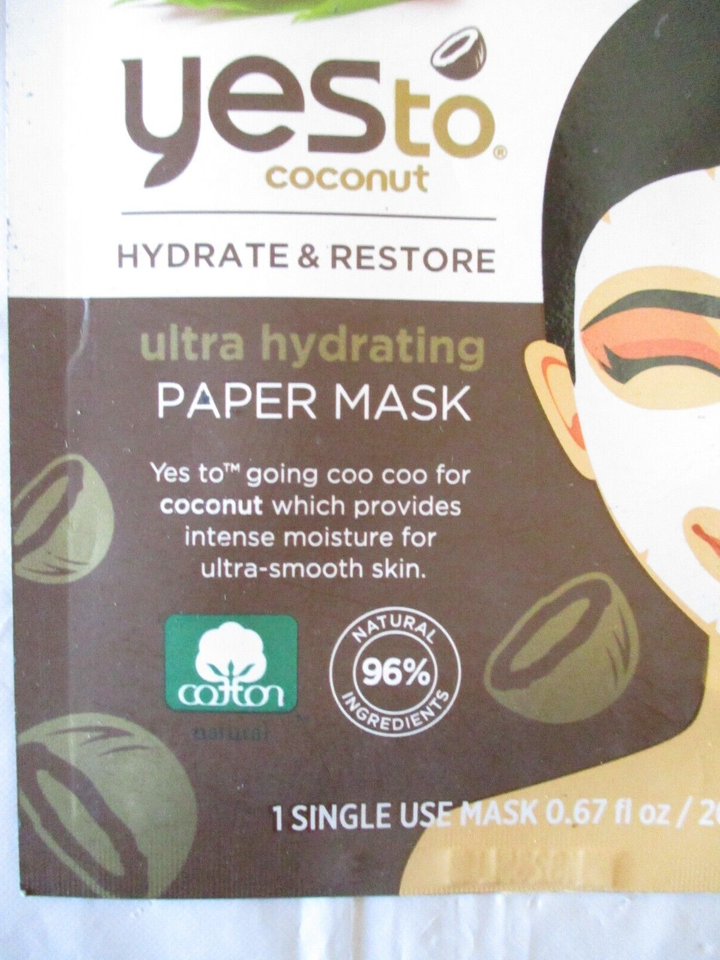 Yes to Coconut Ultra Hydrating and Smooth Skin 1 Single Use Paper Mask ...