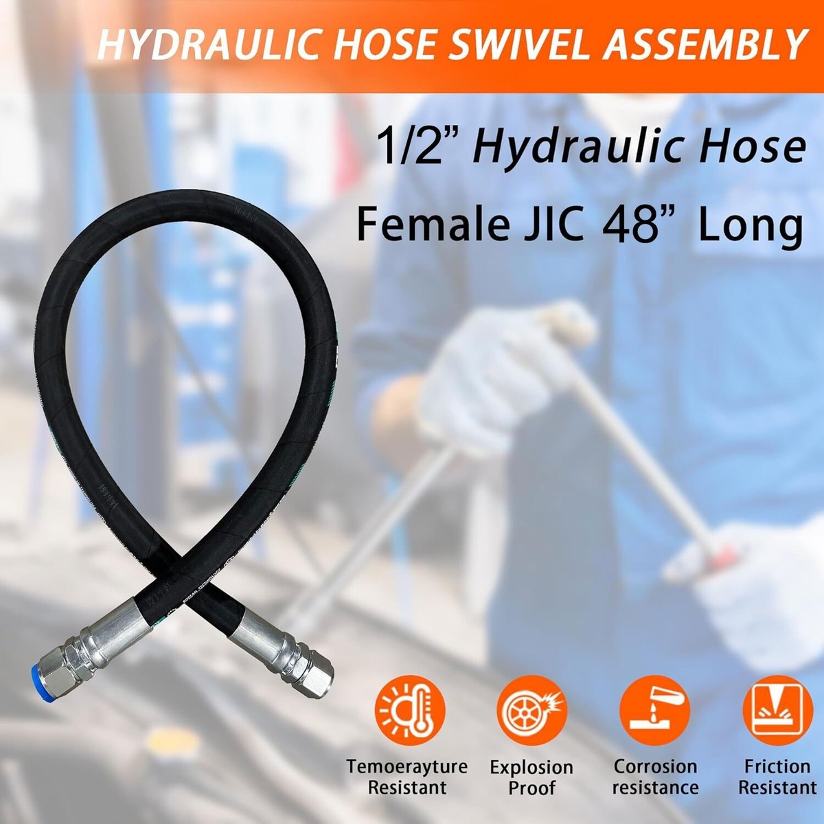 1/4 Hydraulic Hose 3/4 Hydraulic Hose Hydraulic Hose Assembly, 48\" X 1 ...