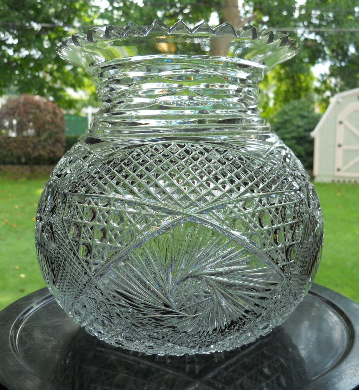 Vintage Cut Glass Flower Center Vase Cut Glass Signed | eBay