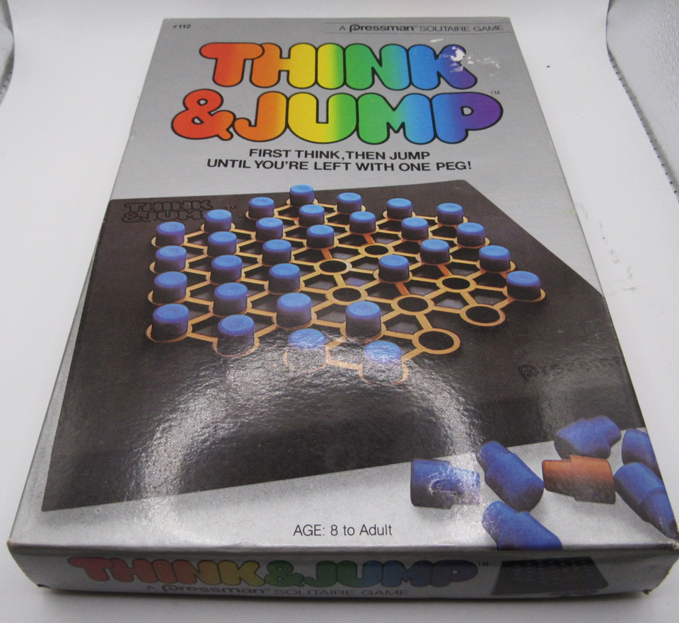 Vintage 1984 Pressman Think & Jump Solitaire Board Game 100% Complete ...