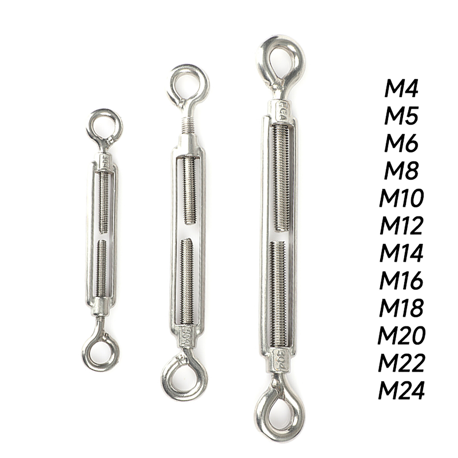 Stainless Steel Turnbuckle Screw Straining Tensioner M4 M5 M6 M8 M12 ...