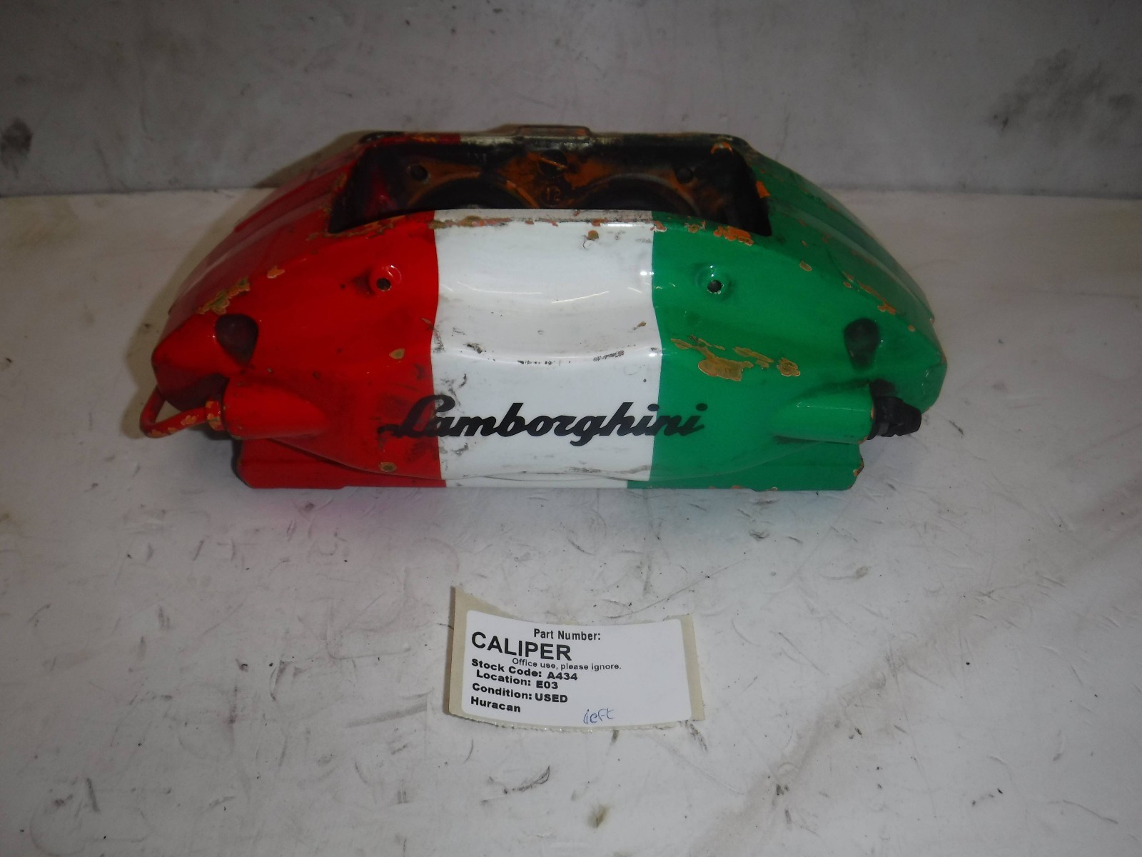 Lamborghini Huracan Rear Left Brake Caliper Italian Flag Red White ...