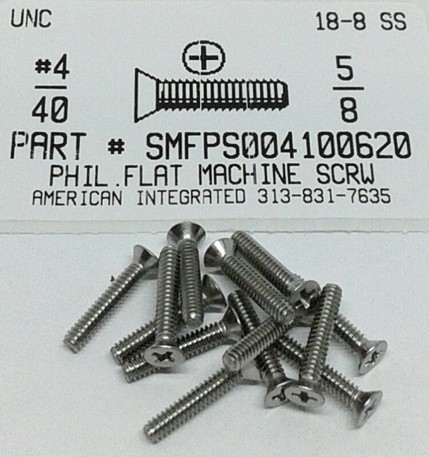 #4-40x5/8 Flat Head Phillips Machine Screws Stainless Steel (100) | eBay