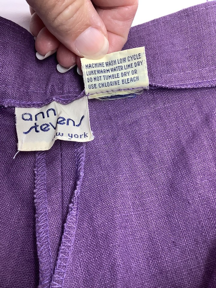 Ann Stevens Womens Pants 7/8 Gauchos Wide Leg Capris Purple Cotton MFC230817/CB1 | eBay