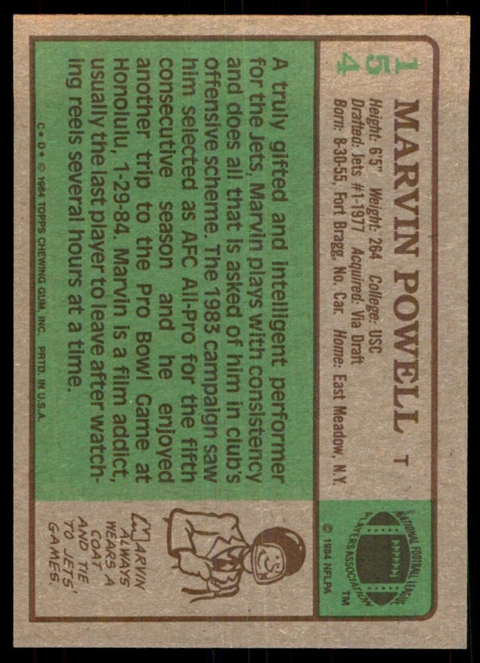 1984 TOPPS MARVIN POWELL; NEW YORK JETS #154 | eBay
