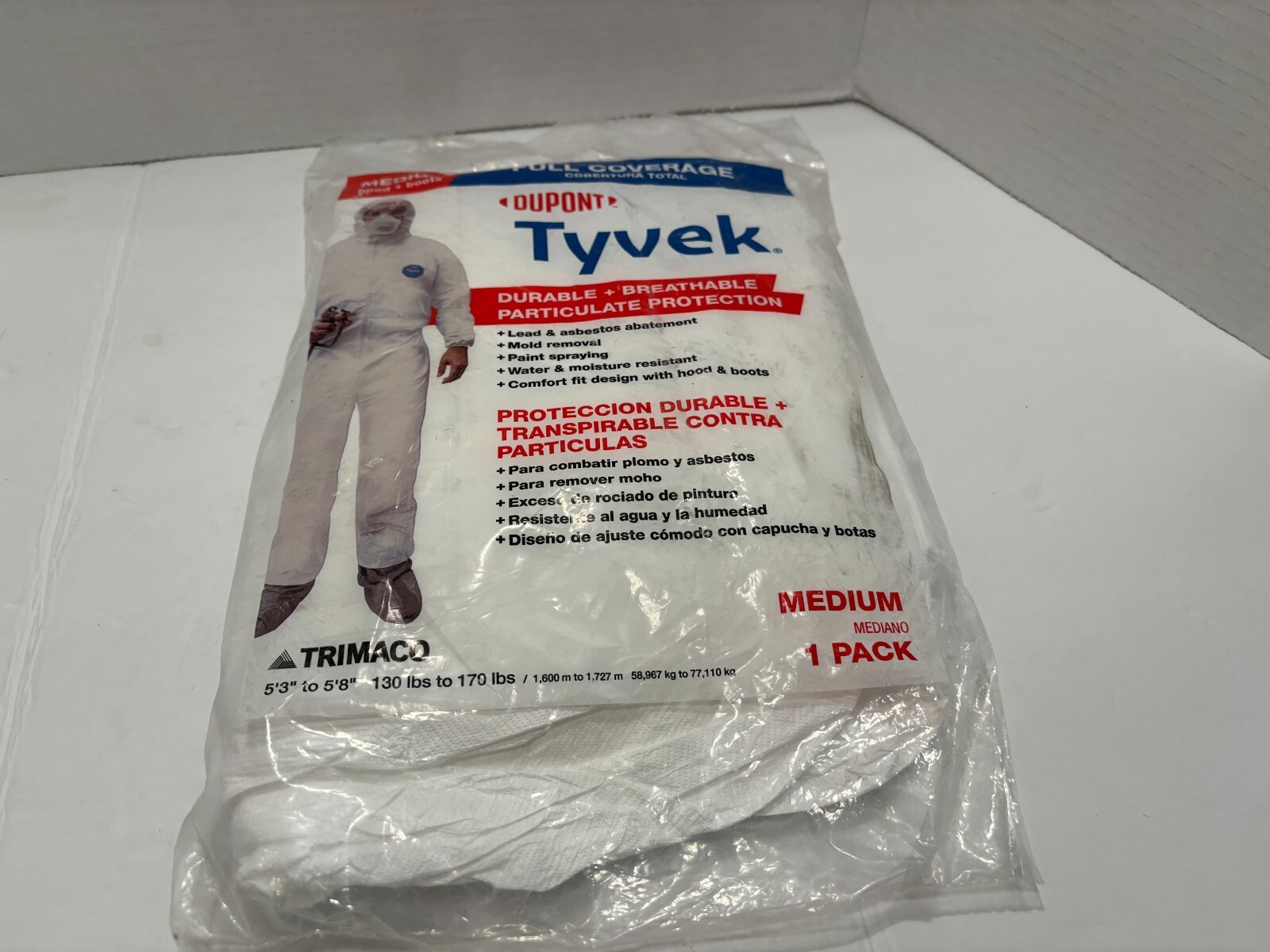 Dupont Disposable Tyvek Protective Coverall Clean Paint Bunny Suit Hood ...