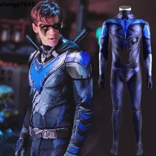 Dick Grayson Nightwing Blue Cosplay Costume Suit Halloween Bodysuit ...