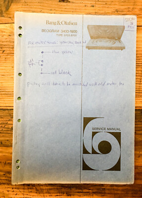 B&O Bang Olufsen Beogram 3400 / 1900 Turntable Service Manual *Orig* | eBay