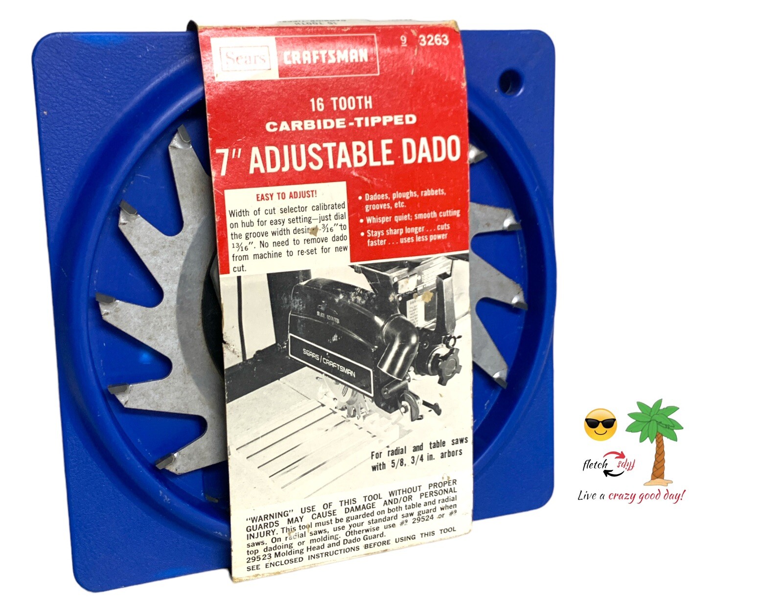 Sears Craftsman Adjustable 7" Carbide 16 Tip Dado Blade 93263 Good for ...