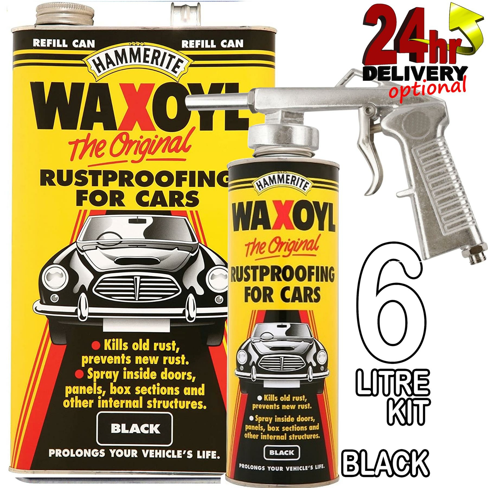 Hammerite 6litre Black Refill WaxOyl Rust Eliminator Proof Prevention ...