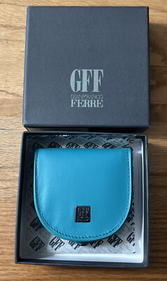 NEW GIANFRANCO FERRE BLUE LEATHER COIN PURSE WALLET | eBay