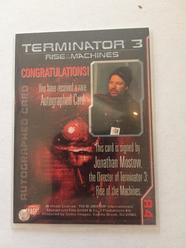 Comic Images Terminator 3 Director Jonathan Mostow Autograph Card A4 ...