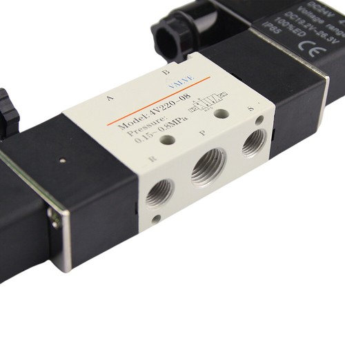 New Airtac 4V220-08 24VDC Pneumatic Solenoid Air Valve 5 Port 2 ...