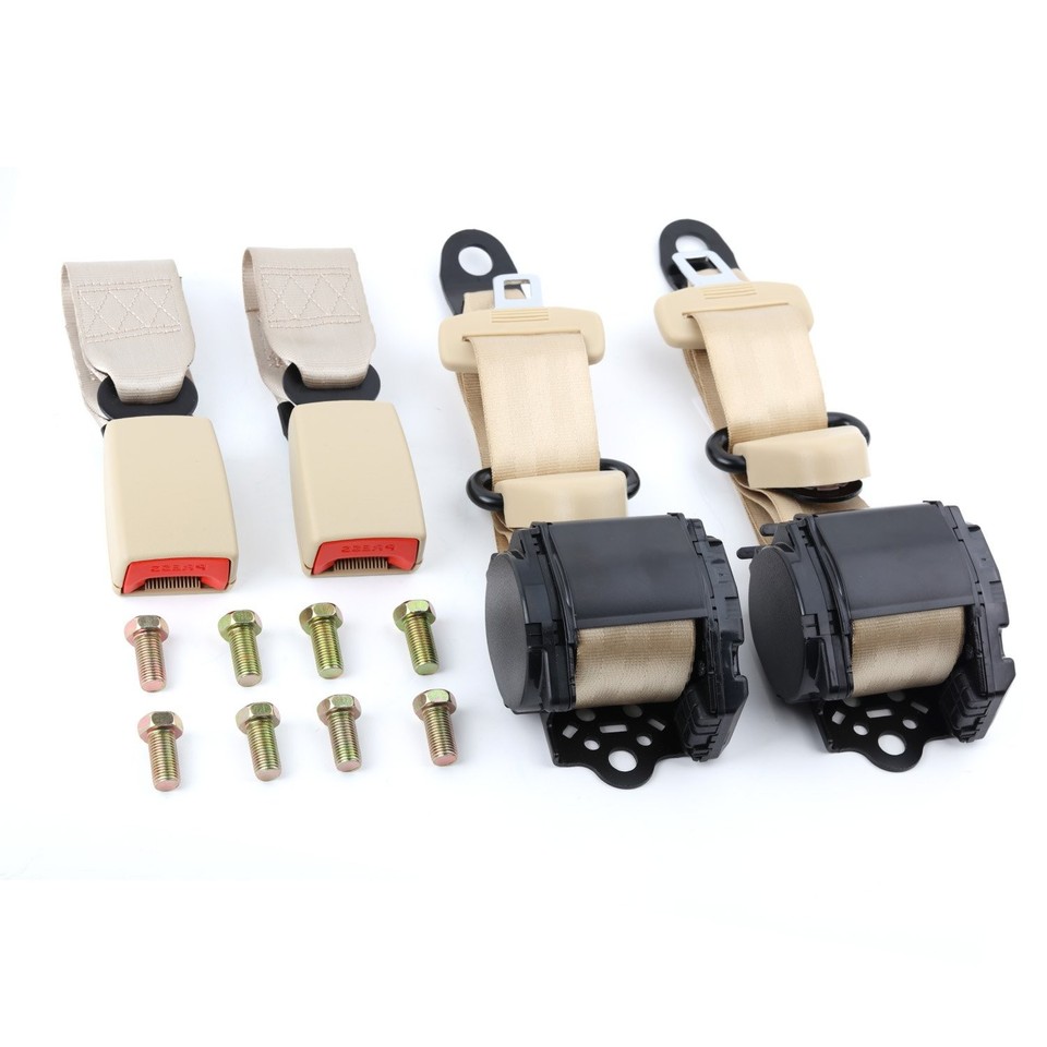 1Kit Retractable 3 Point Safety Seat Belt Straps Car Vehicle Adjustable ...