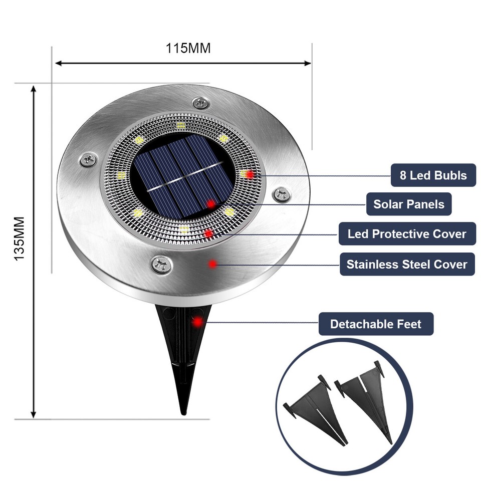 LED Solar RGB Ground Lights Floor Decking Patio Outdoor Garden Lawn ...