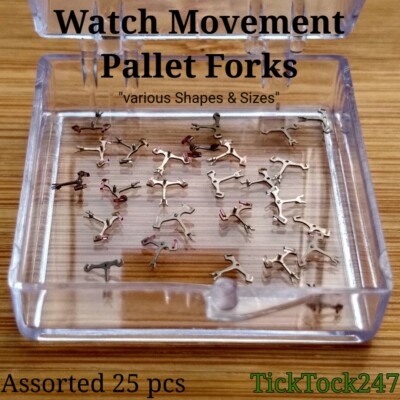 X 25 ASSORTED PALLETS FORKS AND JEWELS MECHANICAL / AUTOMATIC WATCHES ...