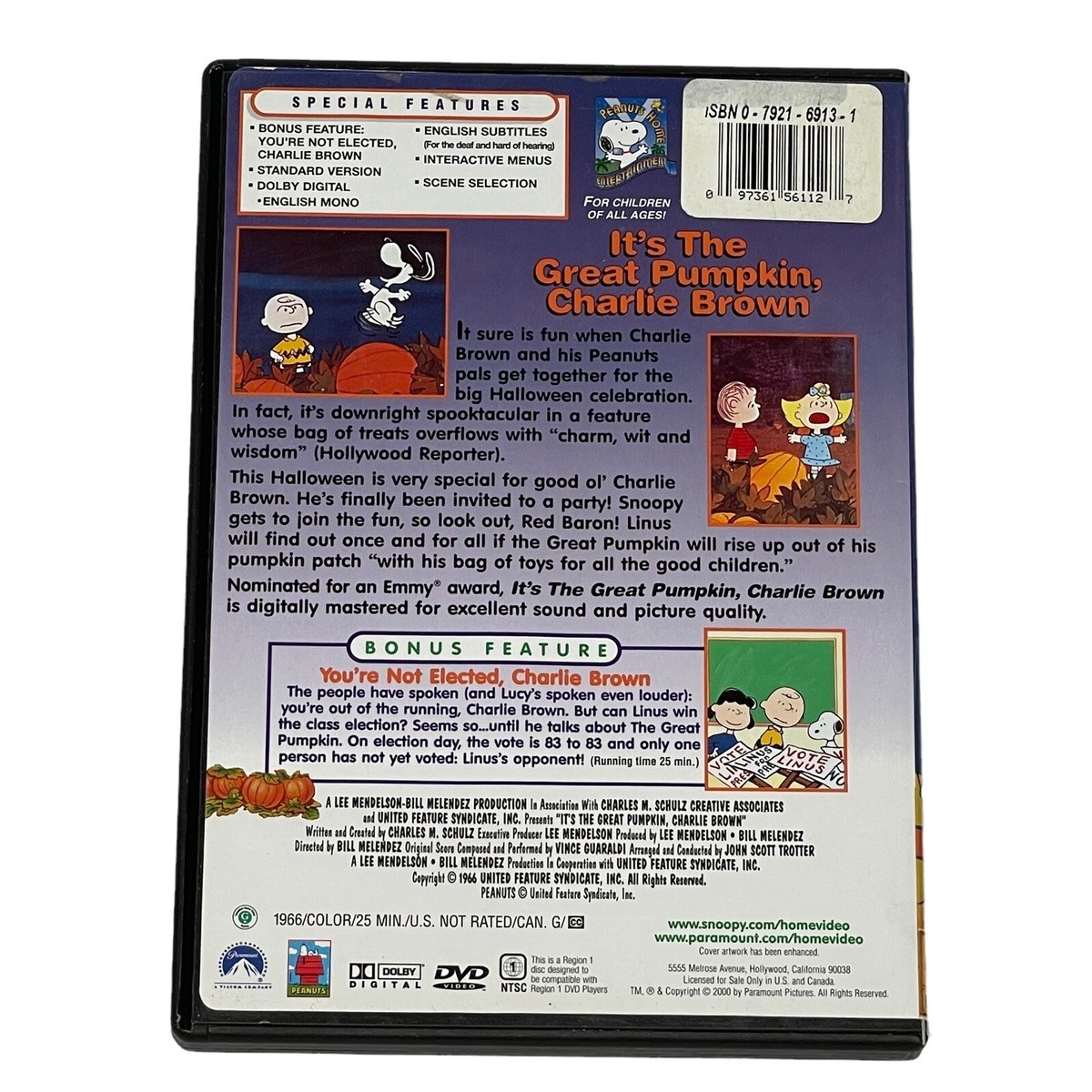 Its The Great Pumpkin Charlie Brown Dvd Ebay