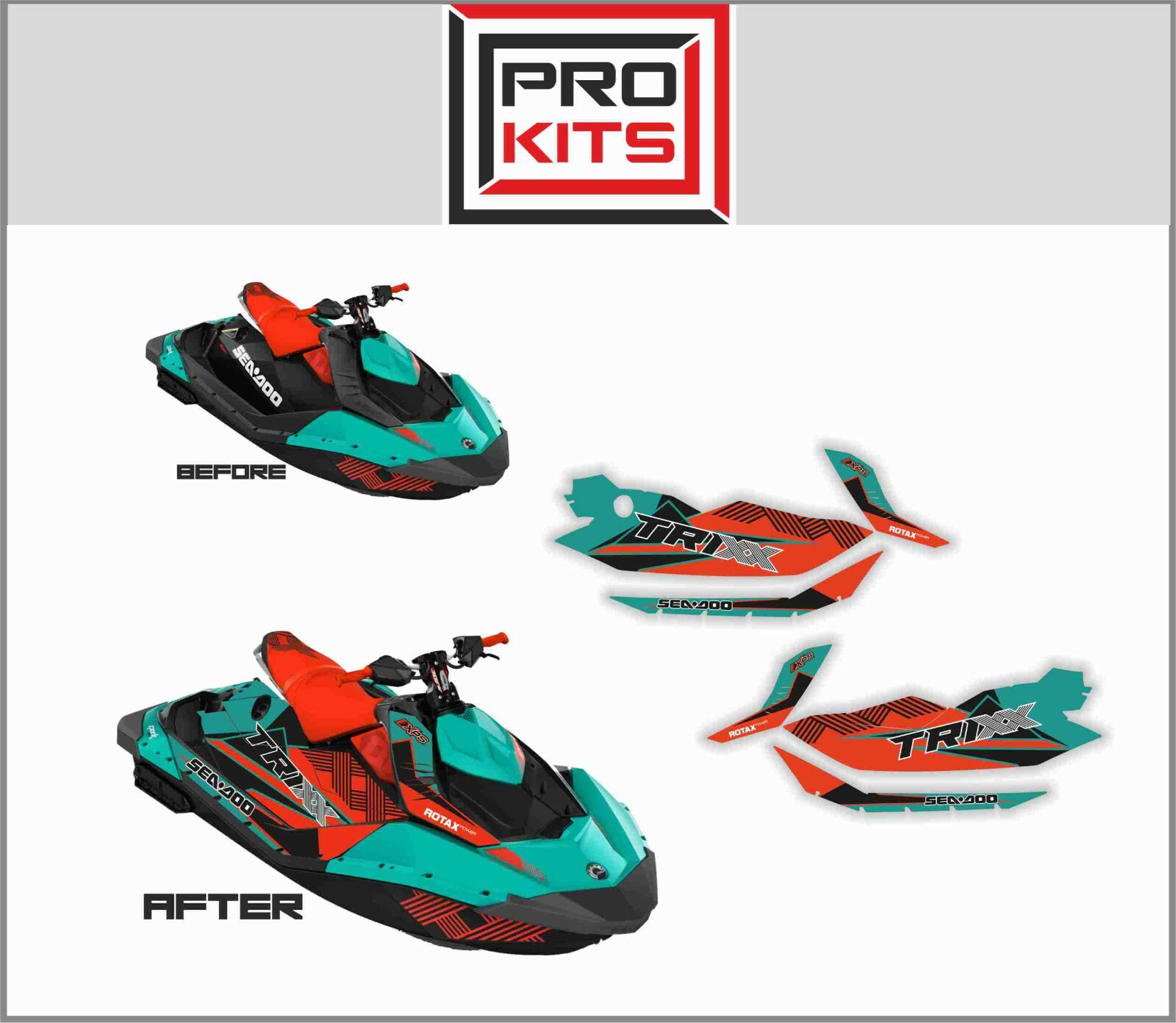 SEADOO SPARK TRIXX 2up 3up graphics kit stickers set decals wrap for ...