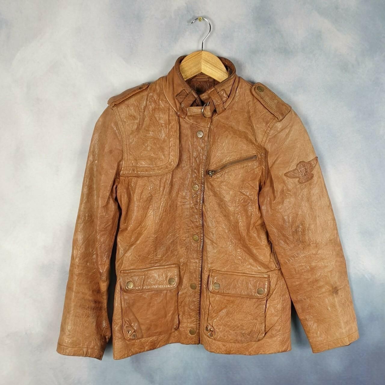 womens Redskin motorcycle club leather Jacket In brow… - Gem