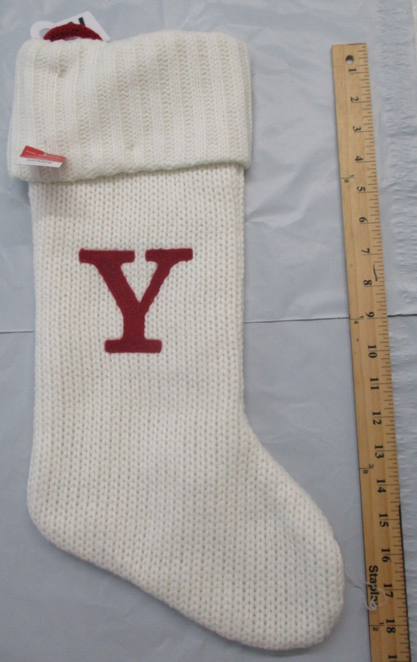 WONDERSHOP TARGET WHITE KNIT CHRISTMAS STOCKING LETTER Y MONOGRAM 18 ...