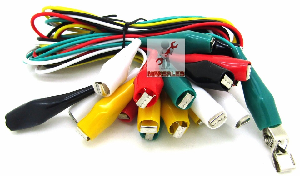 10PC Multimeter Electrical Multicolor Alligator Clips Test Lead Cables ...