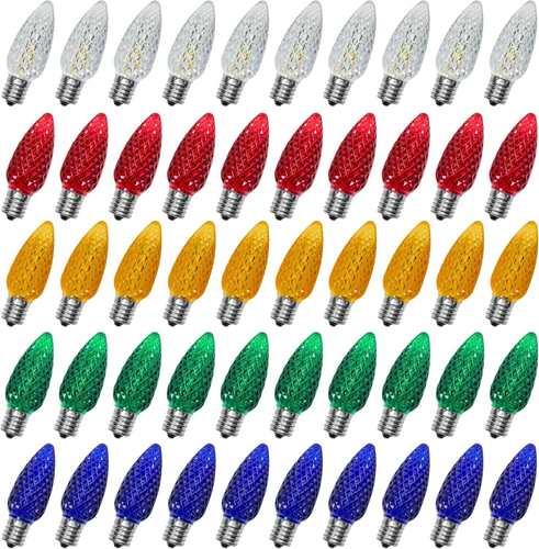 50 Pack C9 Led Replacement Christmas Light Bulb, 0.6W C9 Shatterproof ...