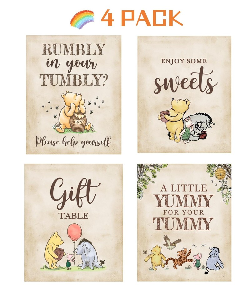 4PCS Winnie Table Sign Centerpieces A Little Yummy for Your Tummy for ...
