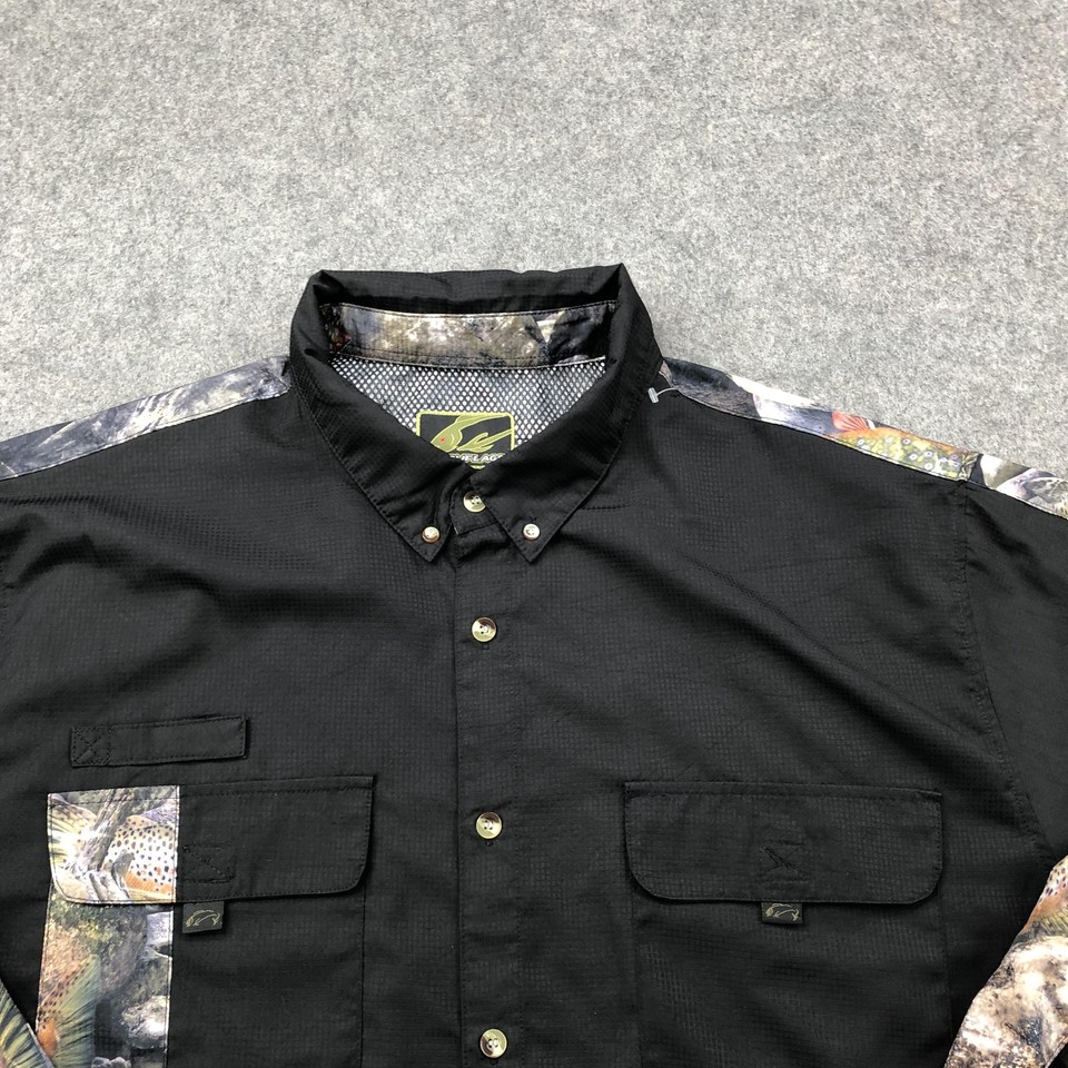 Fishouflage Shirt Mens 2XL Long Sleeve Black Trout Camo Button Down ...