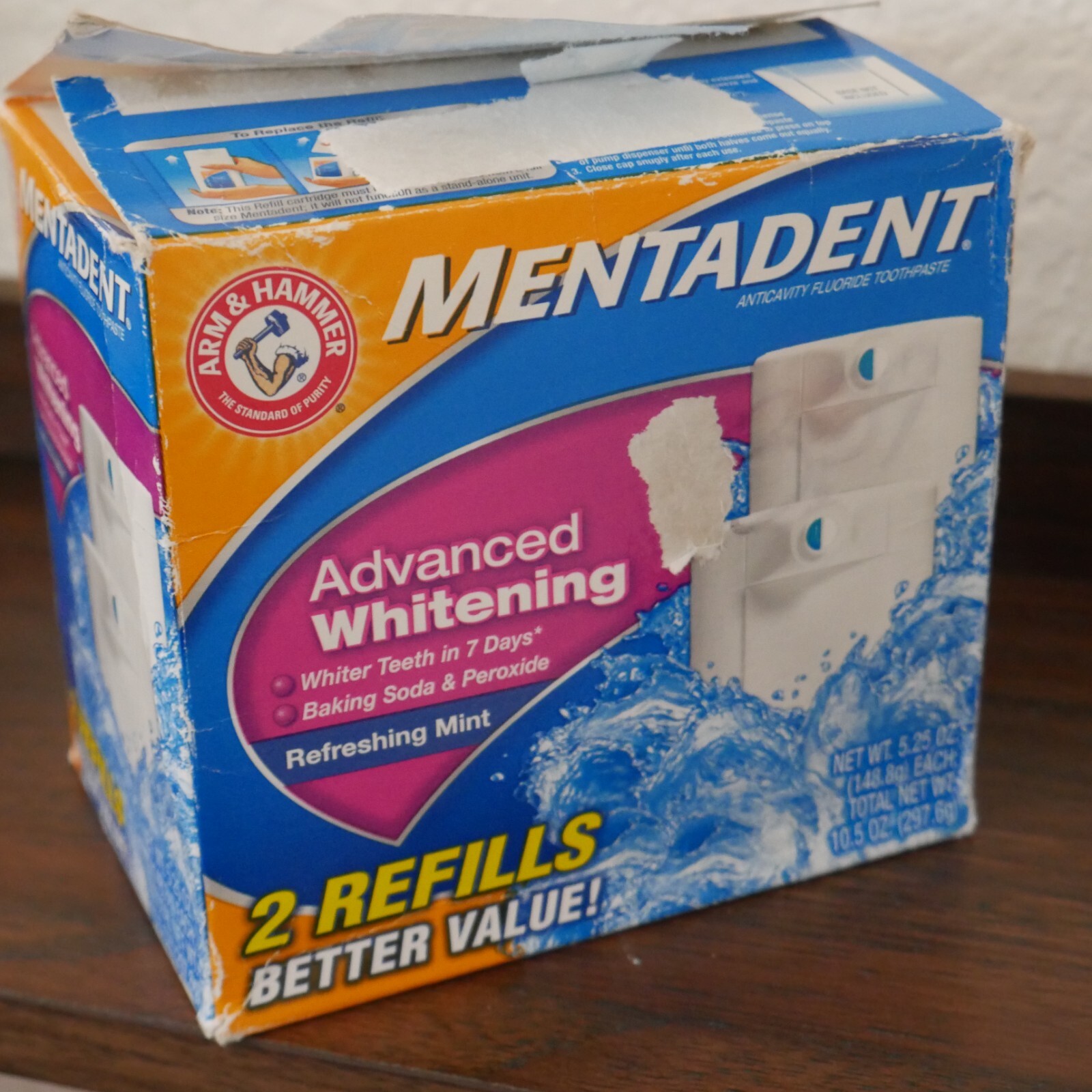 Mentadent Advanced Whitening Anticavity Fluoride Toothpaste, Refreshing ...