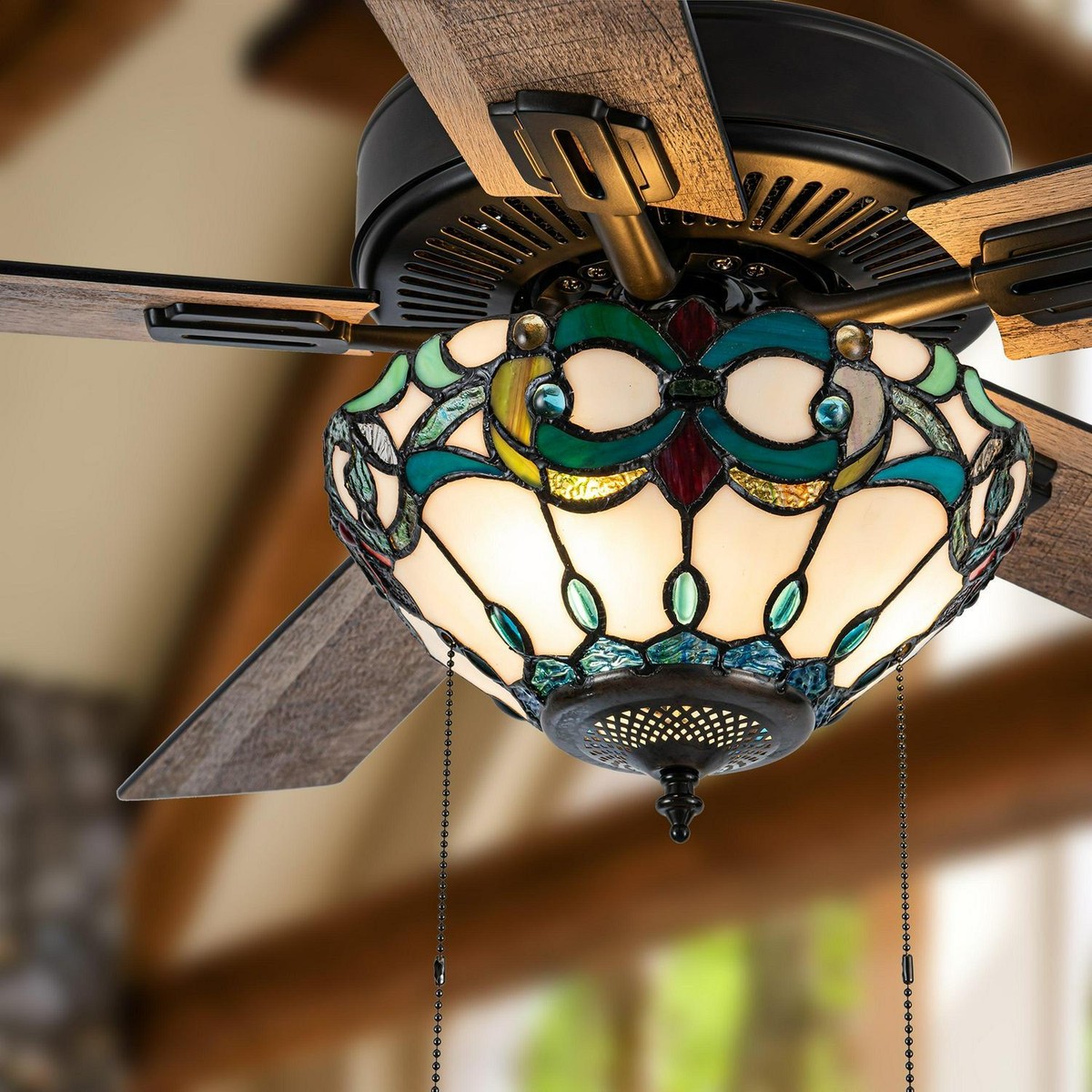 Ceiling Fan With Stained Glass Light Fixture | Shelly Lighting