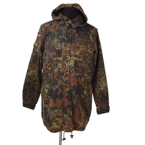 German Bundeswehr Flecktarn Camo Military Parka Jacket GR13 XLT Hood ...
