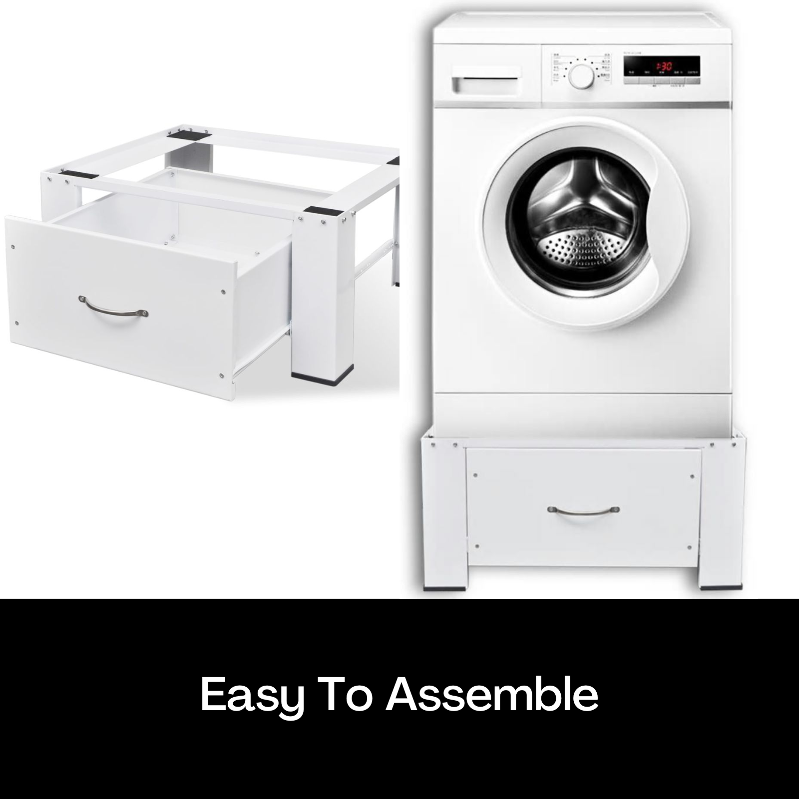 Laundry Pedestal With Storage Drawer Washing Machine Riser Stand ...