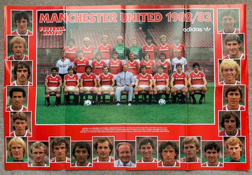 MANCHESTER UNITED FC Vintage 1982 1983 TEAM FOOTBALL POSTER MAGIC of ...