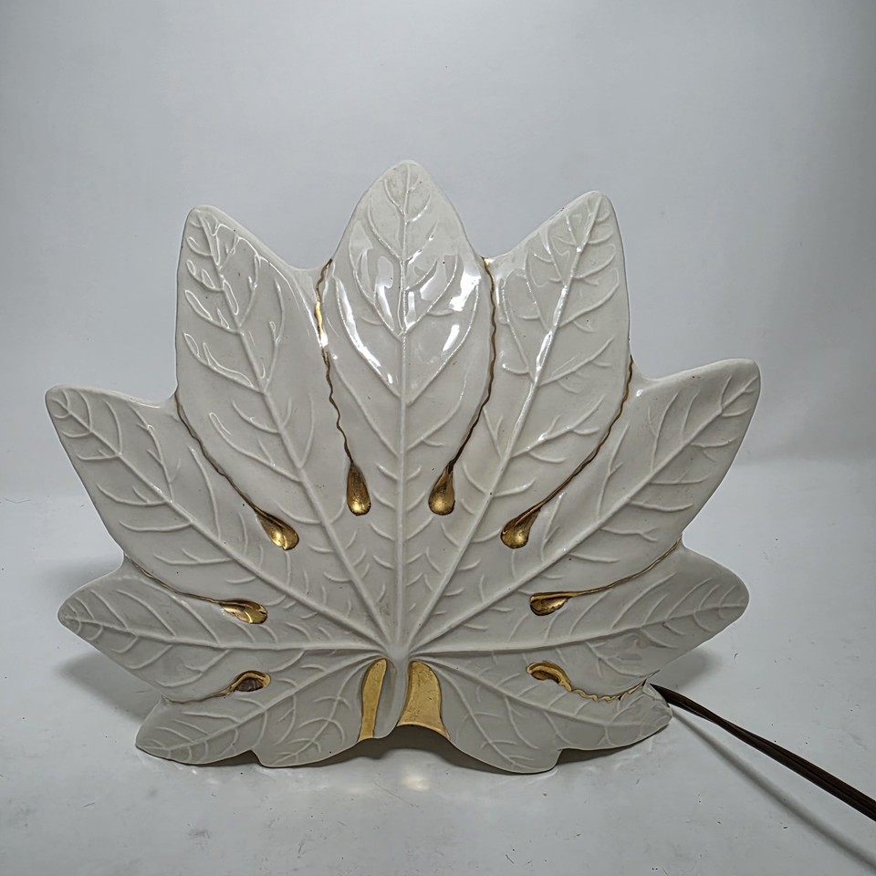 Mid Century TV Leaf Lamp 1960’s Light Green & Gold with Iridescent ...