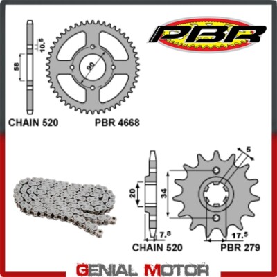 EK1552 Chain and Sprockets Kit 14 / 44 / 520 PBR HONDA XL-V VARADERO ...