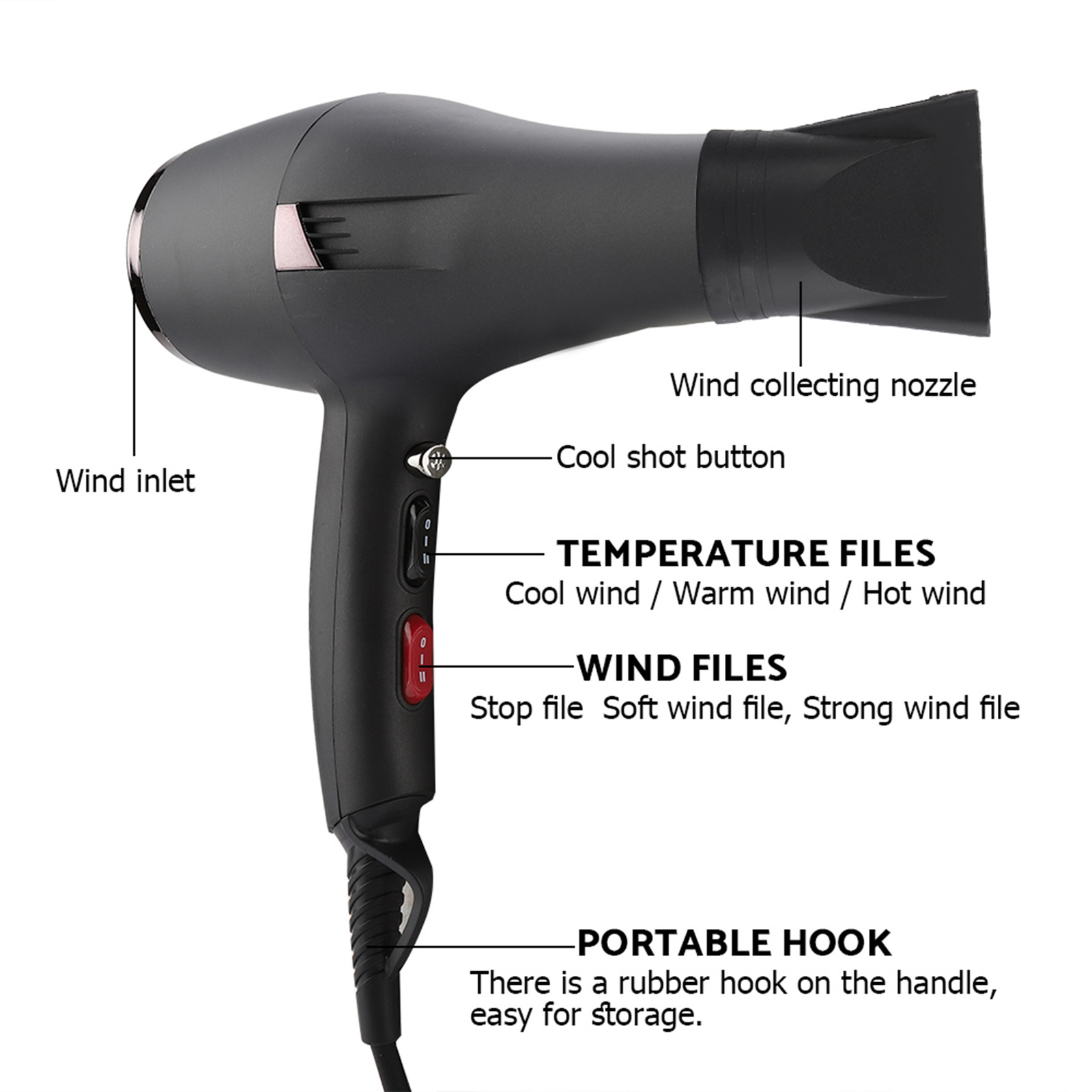 Hair Dryer Blower Hot Cold Wind Hair Dryer For Hair Styling US 110V ...