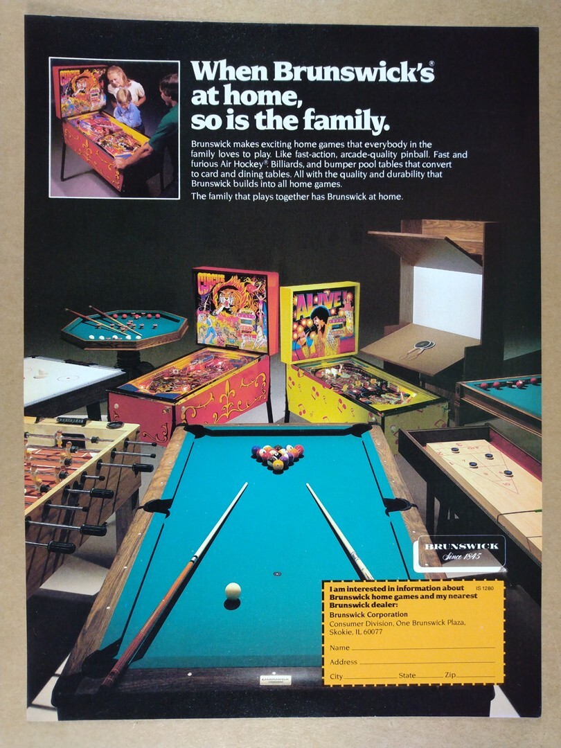 1980 Brunswick Circus Alive Pinball Machines Pool Foosball vintage ...