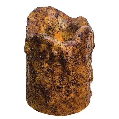 NEW Primitive TIMER PILLAR Burnt Mustard Textured Drip Candle 4"x3 ...