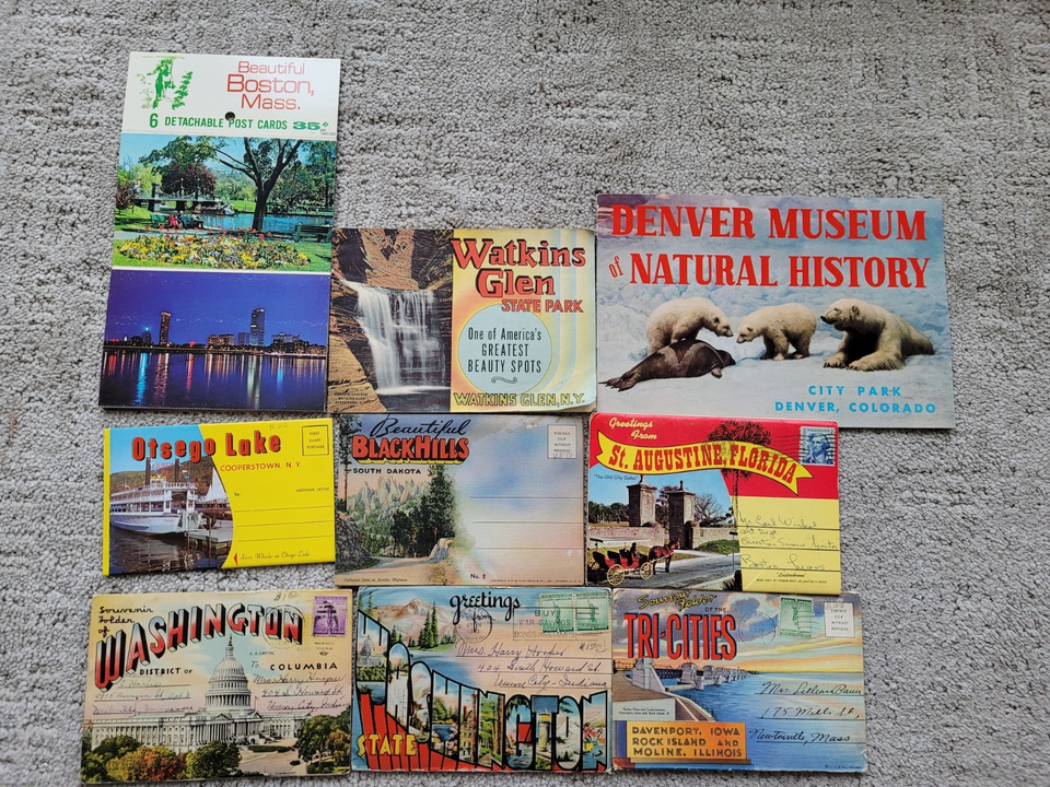 Vintage Lot (18) assorted UNITED STATES SOUVENIR POSTCARD FOLDERS | eBay