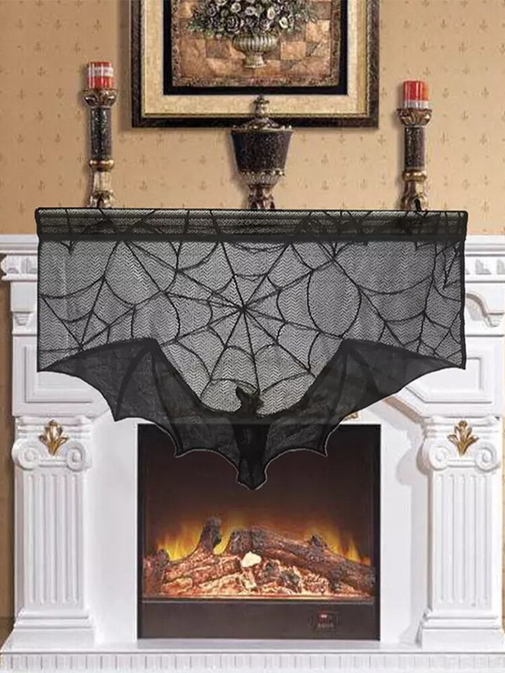 Halloween Home Decor Spider Web Table Cover Lace Cobweb Door Curtain ...