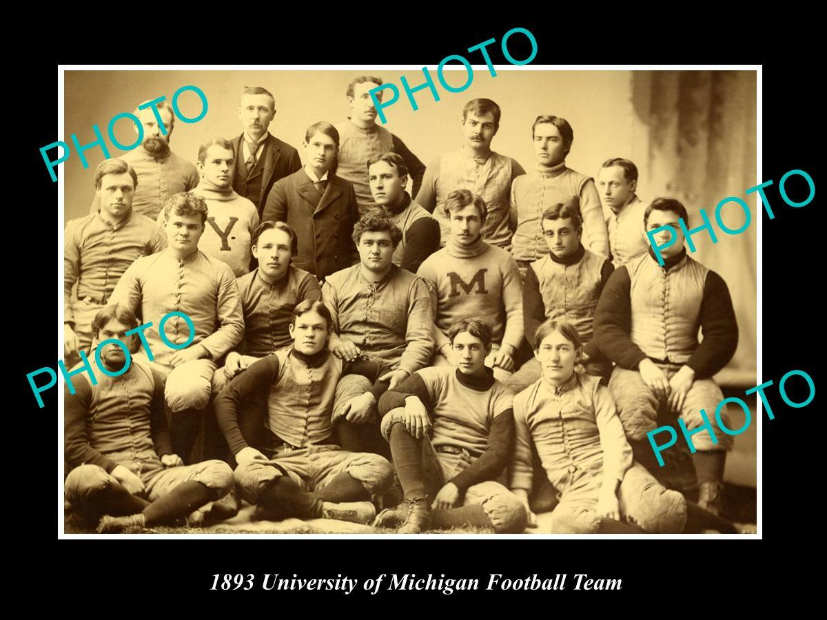 OLD POSTCARD SIZE PHOTO OF THE UNIVERSITY OF MICHIGAN FOOTBALL TEAM ...