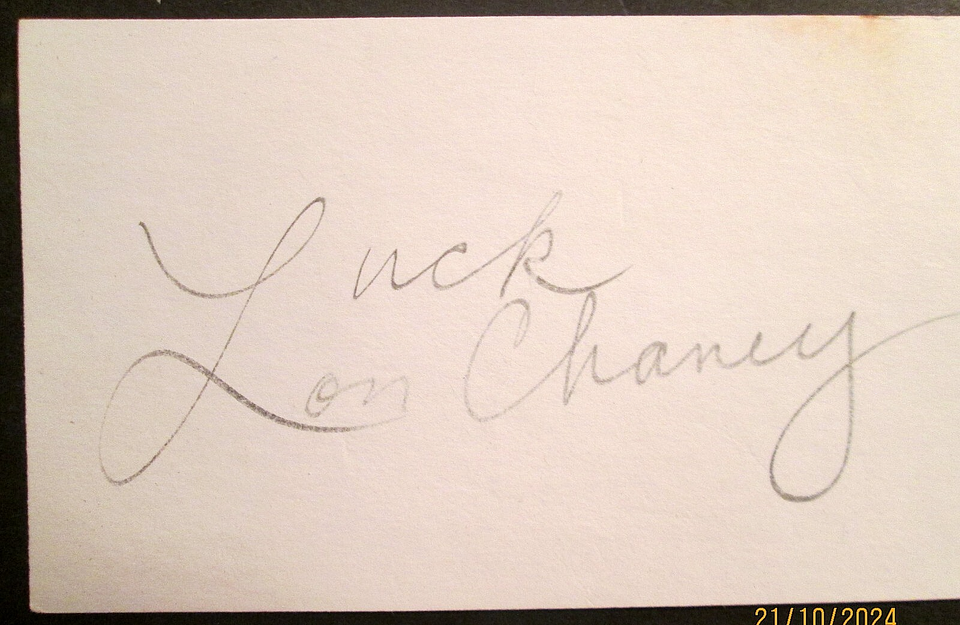 LON CHANEY JR. & JOHN CARRADINE (SIGN AUTOGRAPH CARD & CUT AUTOGRAPH ...