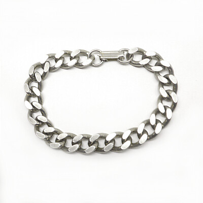 Vintage 1980s Heavy Flat Filed Curb Link Chain Bracelet 7 Inches | eBay
